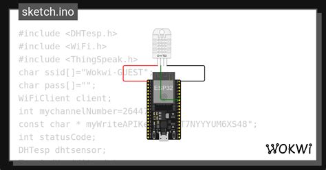 Dht Sensor With Thinkspeak Wokwi ESP32 STM32 Arduino Simulator