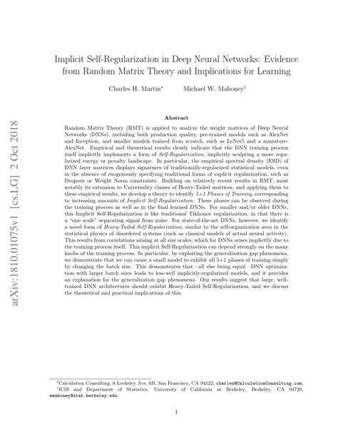 Pdf Implicit Self Regularization In Deep Neural Networks Evidence