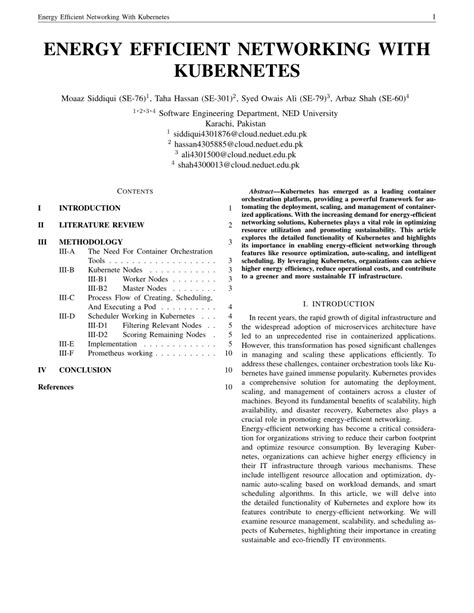 Pdf Energy Efficient Networking With Kubernetes Energy Efficient
