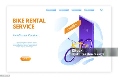 자전거 대 여 서비스 벡터 랜딩 페이지 템플릿 두발자전거에 대한 스톡 벡터 아트 및 기타 이미지 두발자전거 여행 개념 3차원 형태 Istock