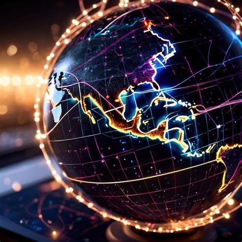 A Futuristic Digital Globe Showcasing Network Connections And Data