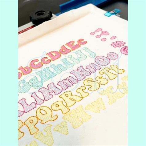 Elly Retro Hippie Sketch Fill Bean Stitch Outline Font Etsy