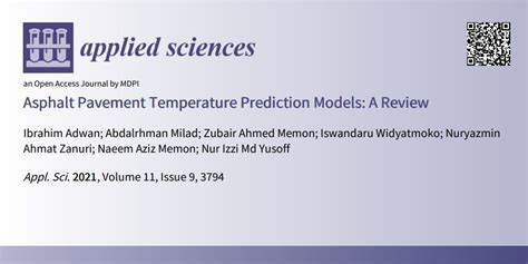 Asphalt Pavement Temperature Prediction Models A Review Applied