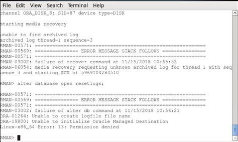 Rman Backup Recovery Error Oracle Forums