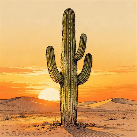 Saguaro Cactus Drawings Ai Generated Art
