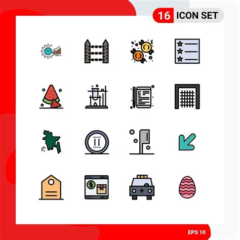 16 Universal Flat Color Filled Lines Set For Web And Mobile Applications List Sweet Protection