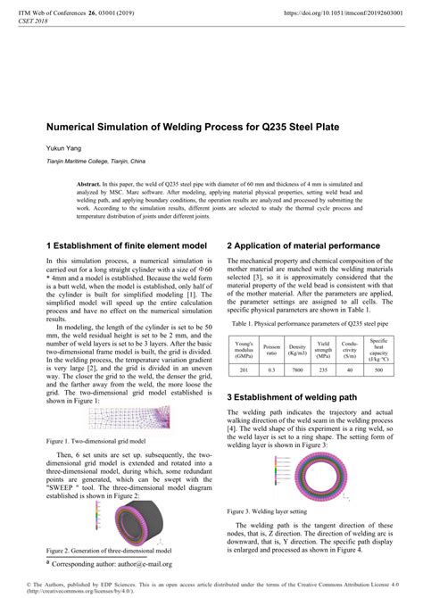 pdf numerical simulation of welding process for q235 steel plate
