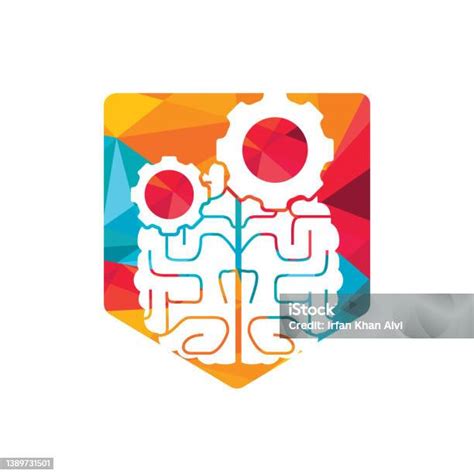 두뇌와 기어 코그 로고 디자인 독특한 과학 및 산업 로고 타입 디자인 템플릿 건강관리와 의술에 대한 스톡 벡터 아트 및 기타 이미지 건강관리와 의술 공장 산업 건물