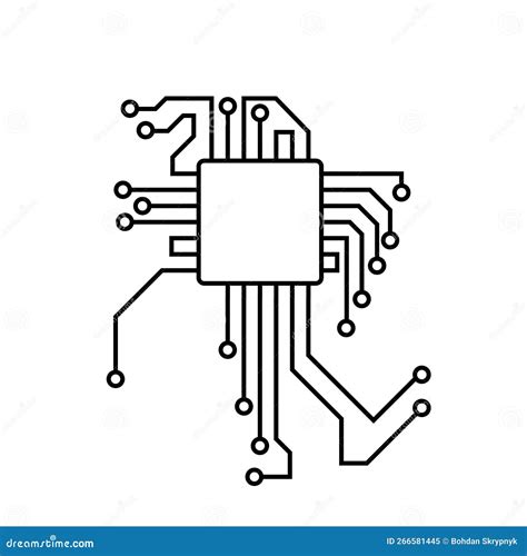 Electronic Circuit With Chip Engineering And Digital Communication System Stock Vector