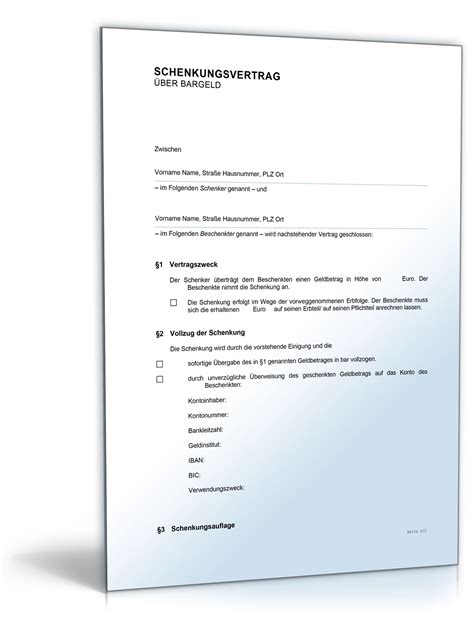Schenkungsvertrag Muster Kostenlos 40 Vorlagen Zur Vorsorge