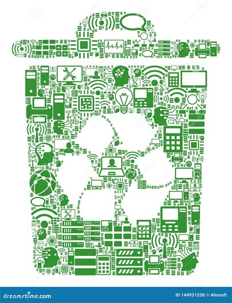 Recycle Bin Composition Icon For Bigdata And Computing Stock Vector