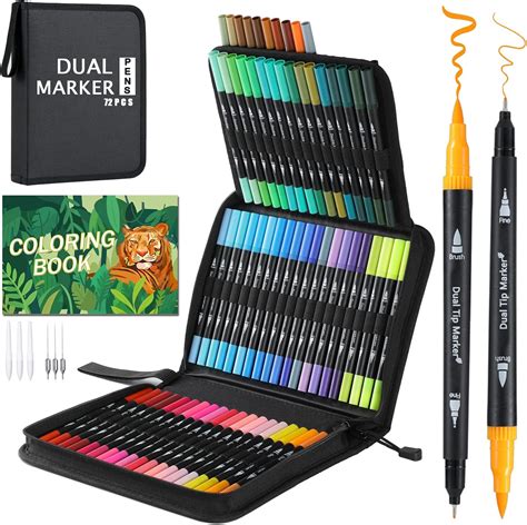 Trendgate Dual Brush Pen Set 72 Colours Fineliner And Brush Pen Set Double Felt Tip Pens Thick