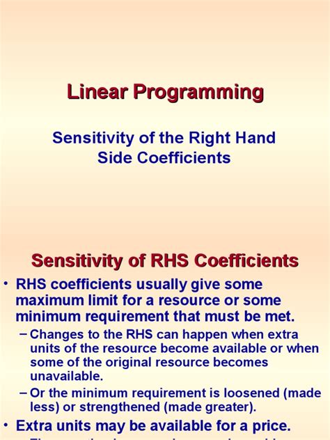 Linear Programming Rhs Sensitivity Pdf Linear Programming