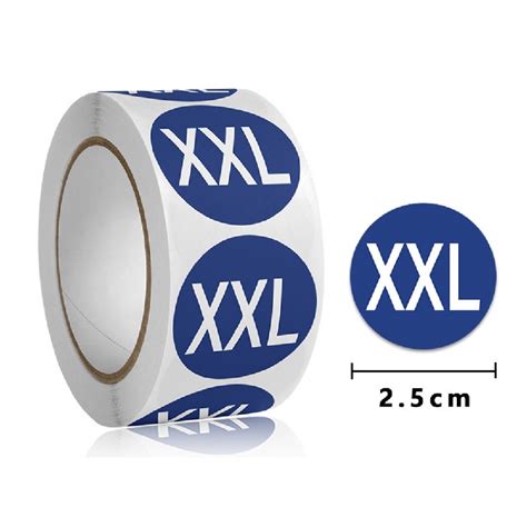 Mm Round Diameter Sticker For Label Size Sizing XS S M L XL XXL XXXL Cloth