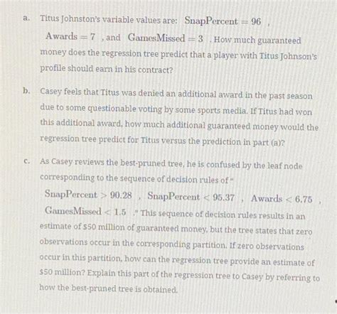 Solved A Titus Johnstons Variable Values Are Snappercent