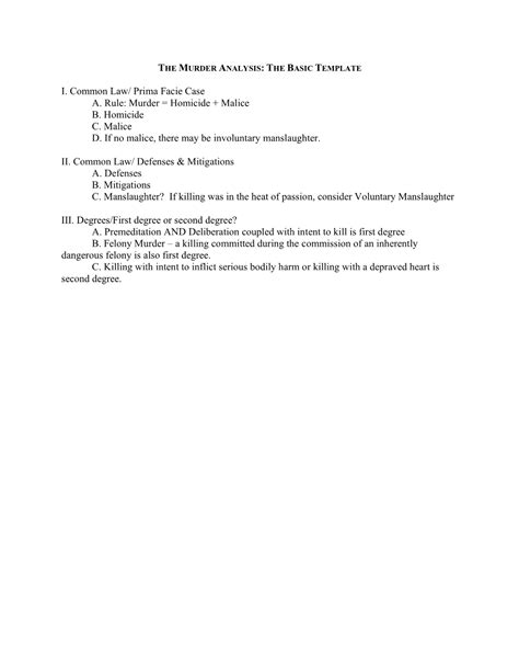 The Murder Analysis The Basic Template Docslib