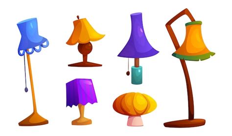 테이블 및 바닥 램프 수집 무료 벡터