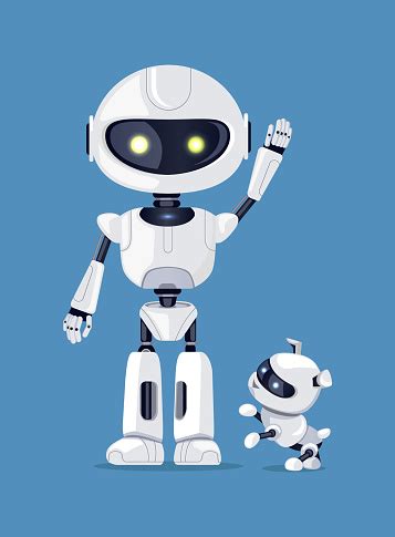 Робот С Поднятой Рукой И Собакой Вектор Иллюстрация — стоковая ...