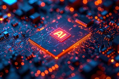 Premium Ai Image Computer Processor Microchip With Ai Sign On A