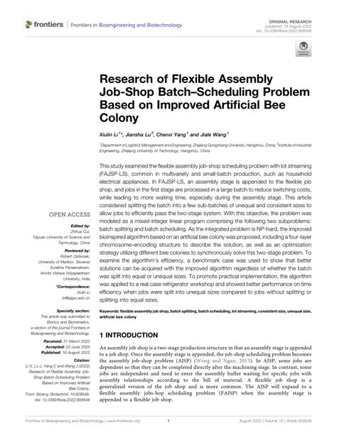 Pdf Research Of Flexible Assembly Job Shop Batchscheduling Problem