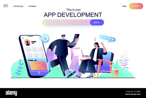 App Development Web Concept For Landing Page Developers Create Application Mobile Phone Create