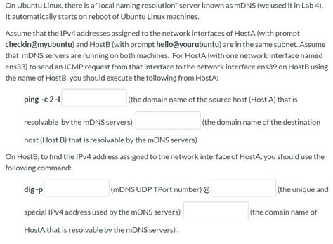 Solved On Ubuntu Linux There Is A Local Naming Resolution Chegg
