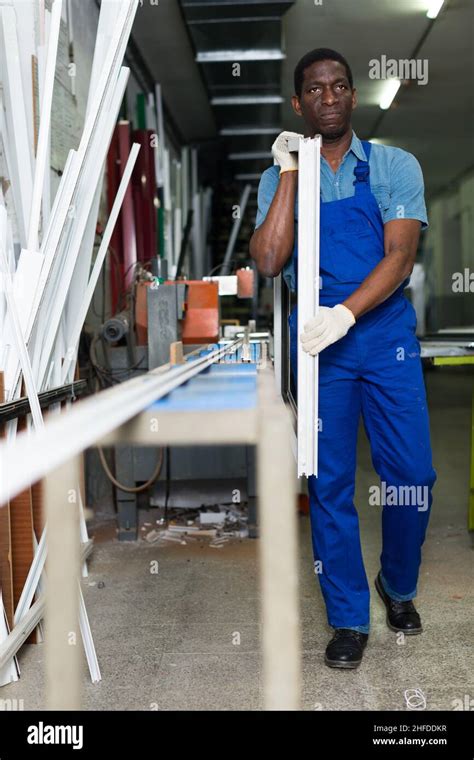 Male Master Is Working With Window Frame Stock Photo Alamy