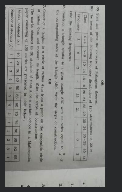 Or35 State And Prove The Converse Of Pythagoras Theorem 36 The Mean O