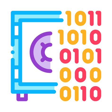 Computer Hacking With Binary Code Icon Vector Outline Illustration