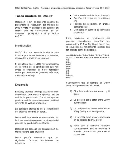 tarea modelo de daisy pdf ciencias fisicas matemáticas aplicadas