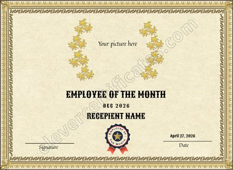 Recognition Best Employee Of The Month Editable Awards Business And O