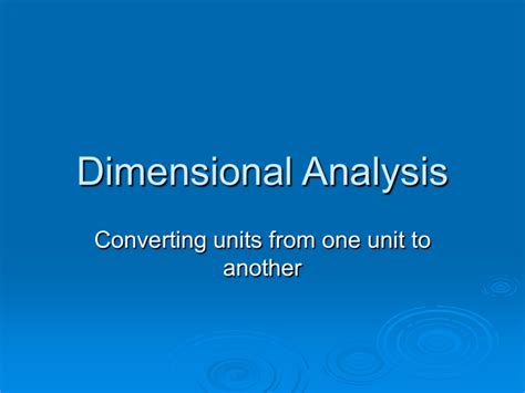 Dimensional Analysis Unit Conversion Guide