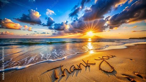 Ocean Gratitude Seascape Photography Thank You Message In Sand Beach