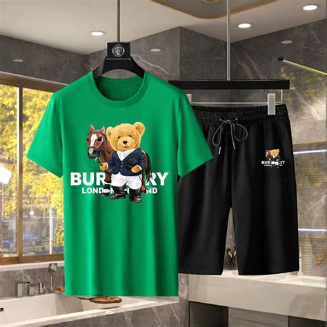 여름 럭셔리 브랜드 남성용 반소매 티셔츠 반바지 2 조각 정장 Tracksuit 면화 티셔츠 인쇄 곰 세트 Aliexpress