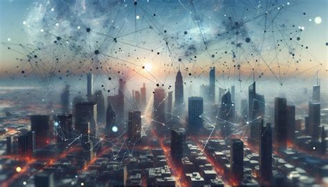 Premium Photo Digital Abstract Landscape Photo Real Plexus Interconnected Lines And Dots