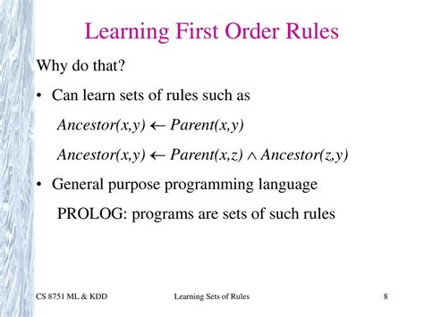 Learning Sets of Rules Sequential covering algorithms FOIL - ppt download