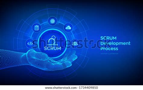 Scrum Icon Robotic Hand Agile Development Stock Vector Royalty Free