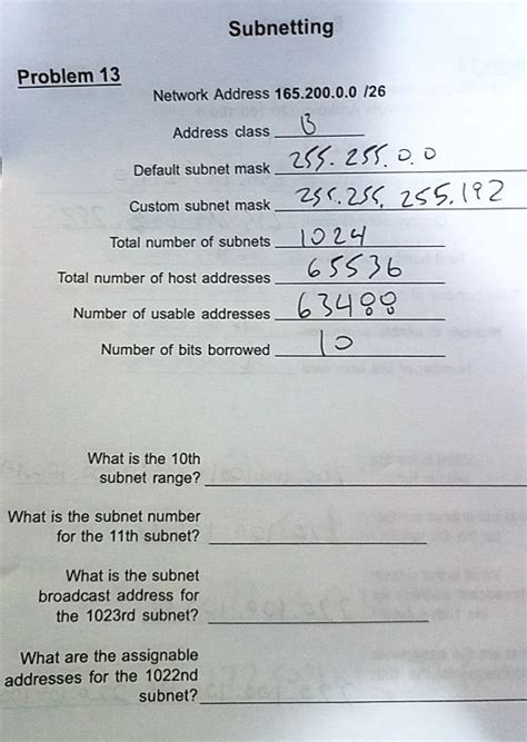 solved subnetting problem 13 network address 165 200 0 0 address