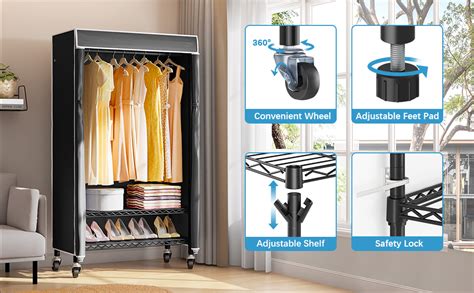 Vipek R1c Plus Rolling Clothes Rack With Cover Portable