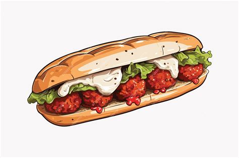 Delicious Meatball Sub Sandwich Illustration Premium Ai Generated Vector