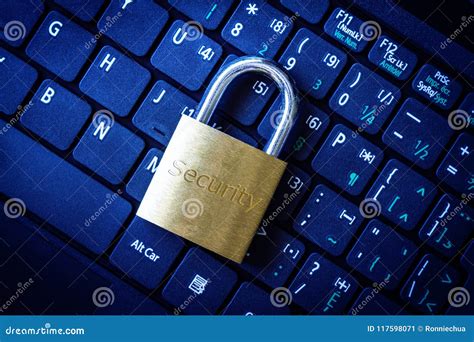 Golden Padlock On Keyboard Cyber Security Concept Stock Image Image Of Cyber Hacking 117598071