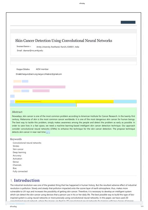 PDF Skin Cancer Detection Using Convolutional Neural Networks