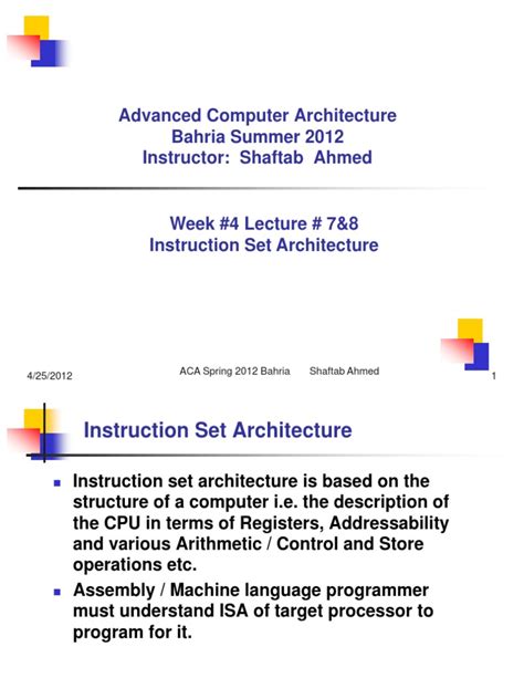 advanced computer architecture bahria summer 2012 instructor shaftab