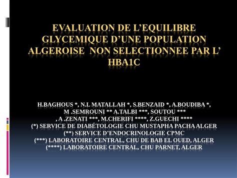 Pdf Evaluation De Lequilibre Glycemique Dune Introduction Hba1c Outil Simple Et