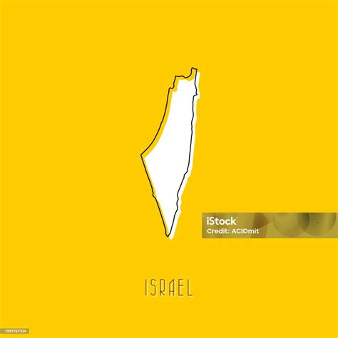 노란색 배경에 검은 색 윤곽선이있는 흰색 이스라엘 국가지도 간단한 지리적 영역 템플릿 개념 벡터 일러스트레이션은 쉽게 편집하고 사용자 정의 할 수 있습니다 Eps10 0명에