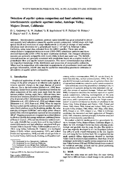 Pdf Detection Of Aquifer System Compaction And Land Subsidence Using