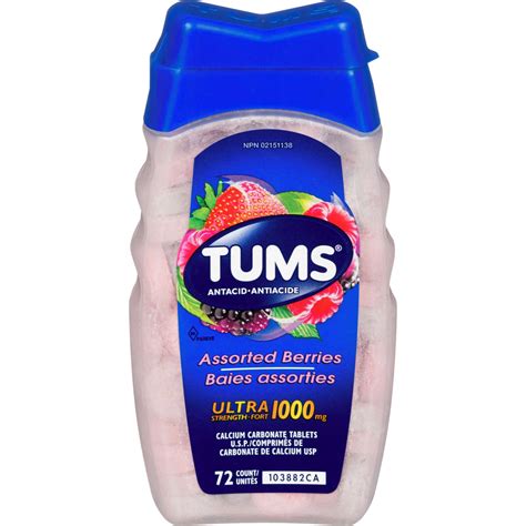 Tums Ultra Strength Assorted Berry Antacid Tablets Fast Heartburn Relief 72 Chewable Tablets