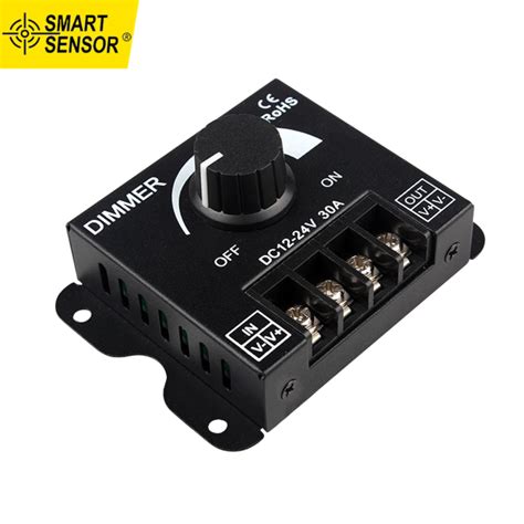 Smart Sensor 12 24V 30A LED Light Dimmer Stepless Dimming PWM Dimmer Switch Knob Manual