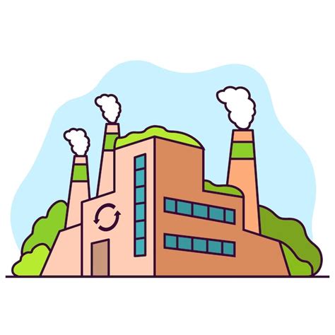 Garbage Processing Plant Eco Green Factory Premium Vector