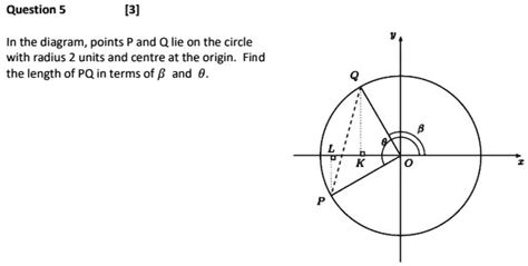 SOLVED Question In The Diagram Points And Q Lie On The Circle With Radius Units And Centre At
